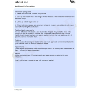 Keywell: About Me: Sample Template