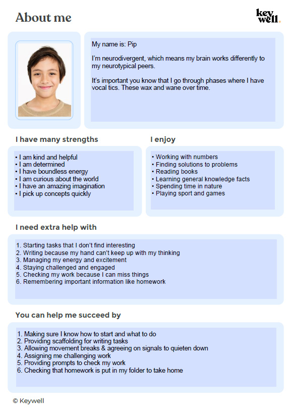 Keywell About Me Sample Template